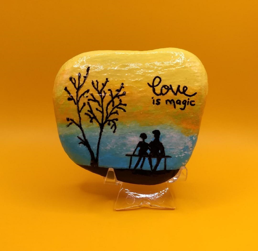 Acrylic Painted Inspirational Rock, Acrylic Rock, Love Theme Art ...