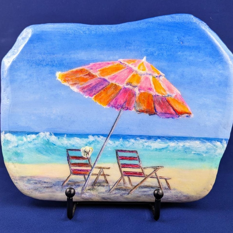 Painted Beach Stone - Etsy