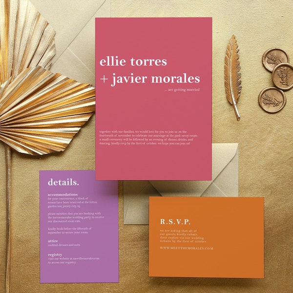 Block Print Wedding Invitation - Etsy