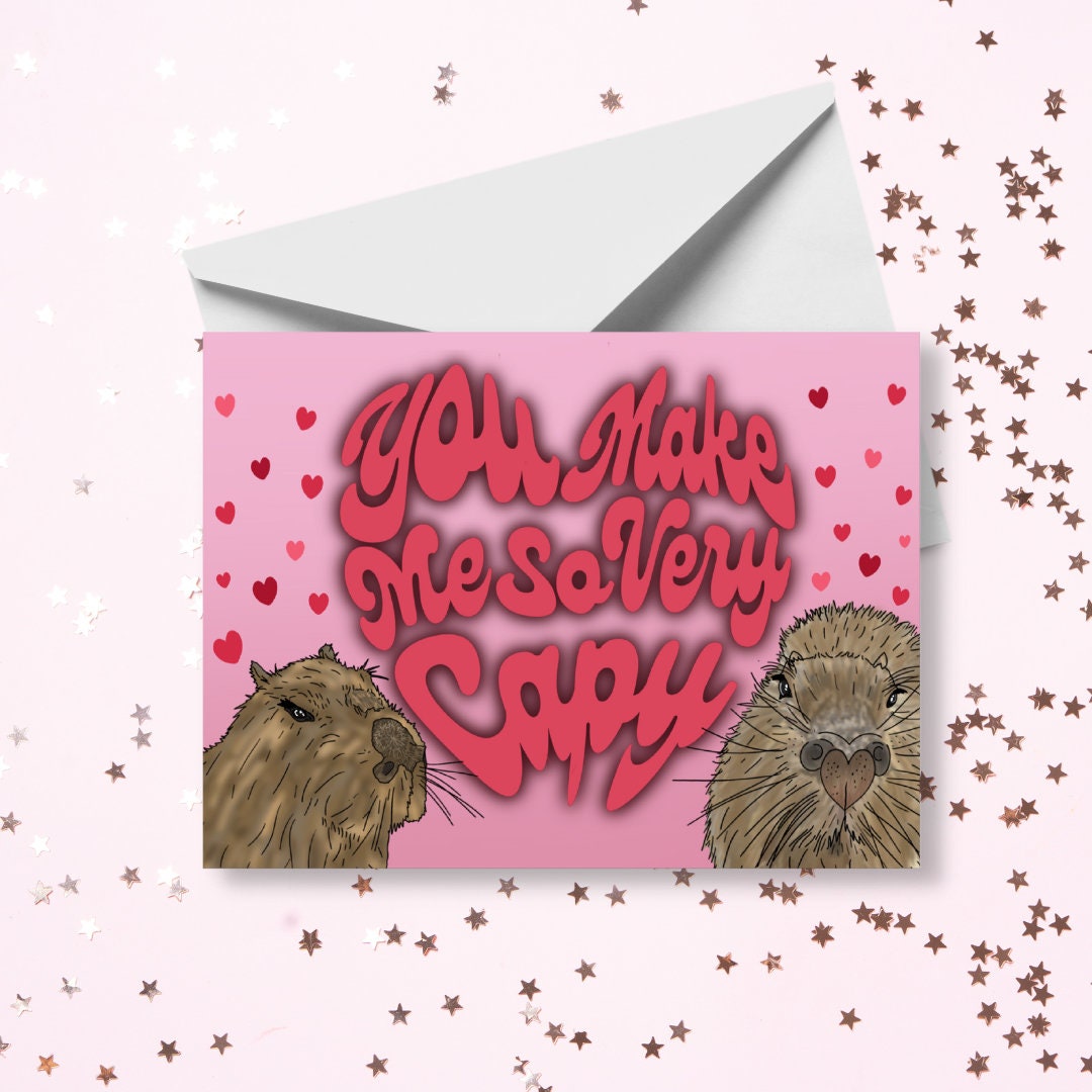 Happy Capy Card | Valentines Day Card | Capybara - Etsy