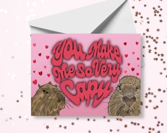 Capy Valentine's Day Card - Happy Capybara Cards - Capybara Lover Gift ...