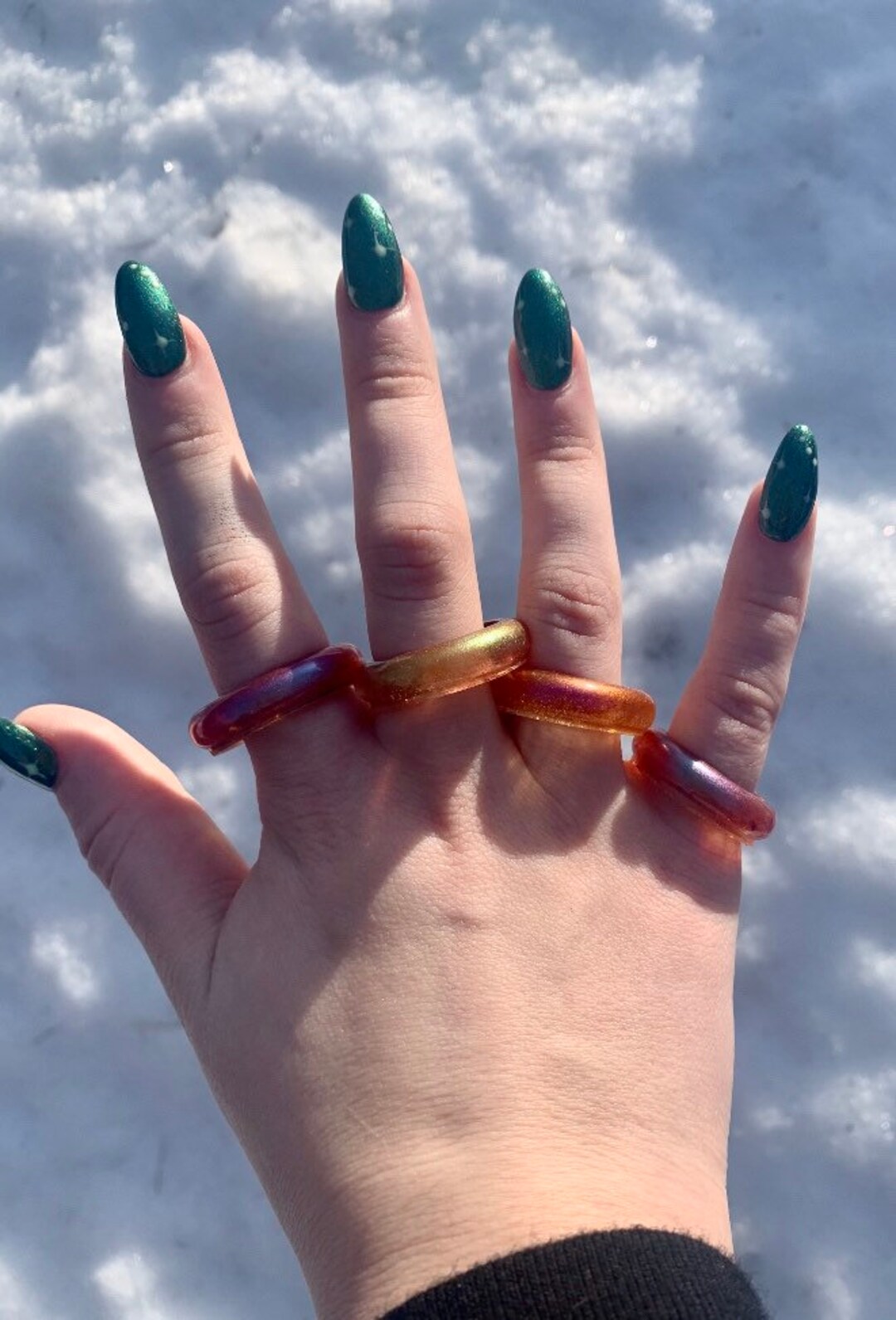 Holographic Resin Rings - Etsy