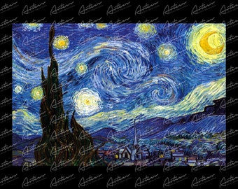 Starry Night, Vincent Van Gogh, Template SVG, PNG, DXF, Files, for ...
