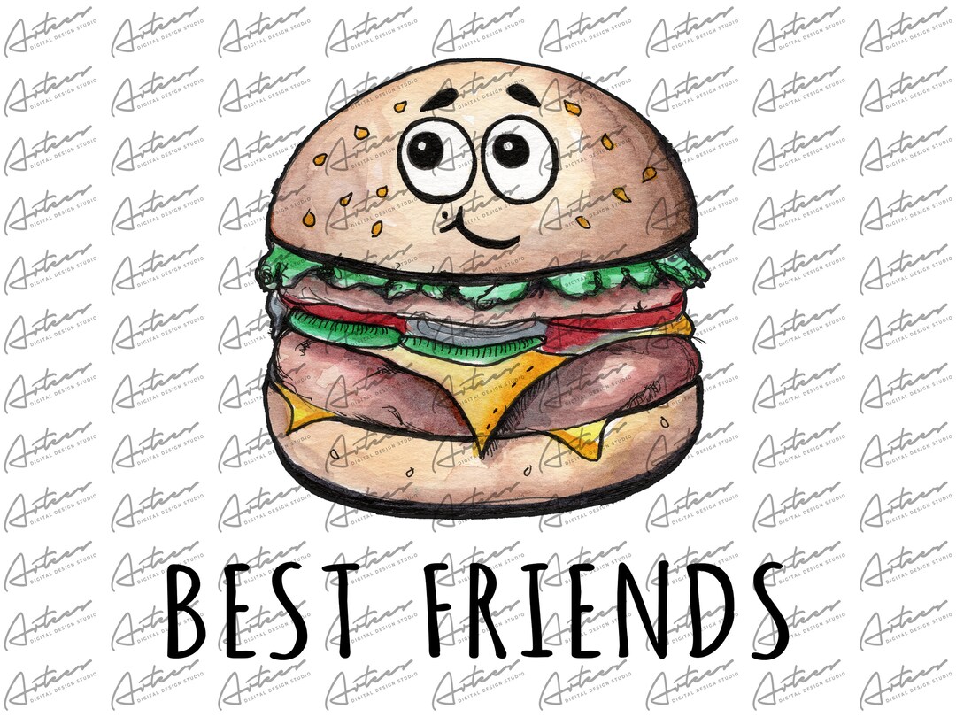 Watercolor Burger Best Friends Family Matching Png Download - Etsy