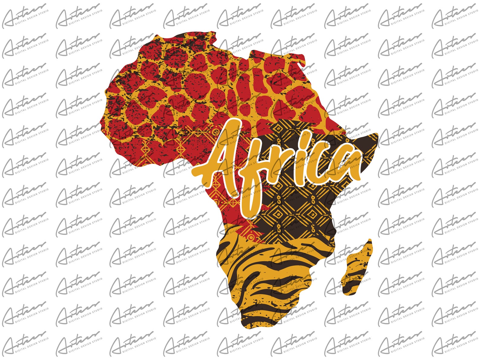 Africa Ethnic Map Transparent Png Dijital Design Africa - Etsy