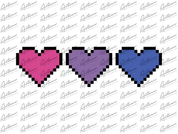 Bisexual Pixel Hearts Png Download - Etsy