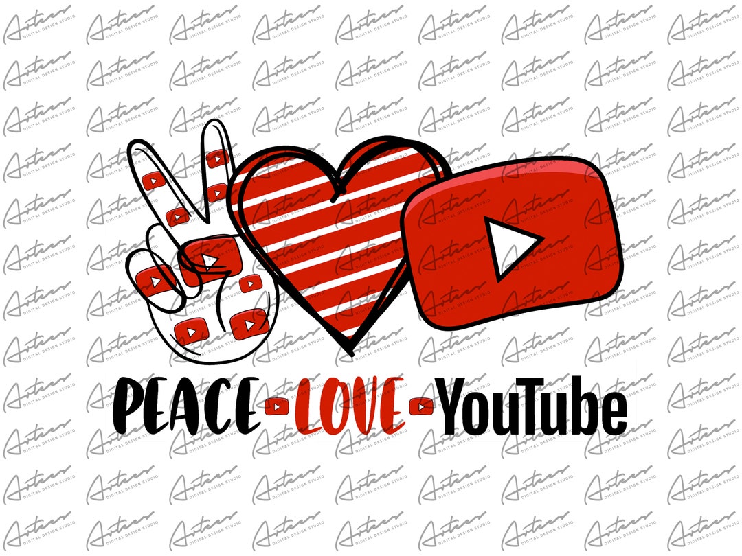 Peace Love Youtube Transparent Png Dijital Design Youtube - Etsy