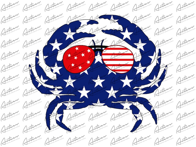 Crab American Flag Png Download - Etsy
