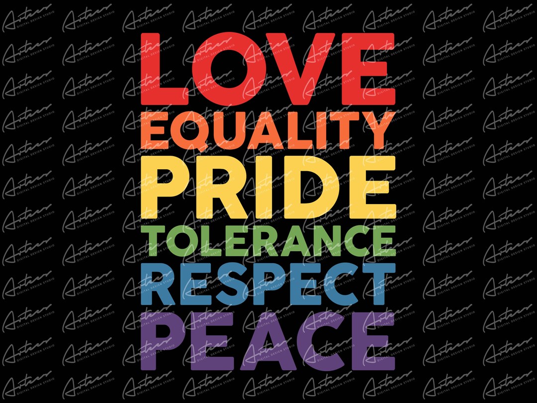 Love Equality Pride Tolerance Respect Peace Rainbow Png Download - Etsy
