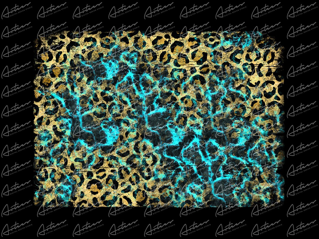 Leopard Turquoise Background: Cheetah Frame PNG Download - Etsy