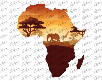 Africa Map With Countries' Names Inside Text SVG Cut Files Vector Files ...