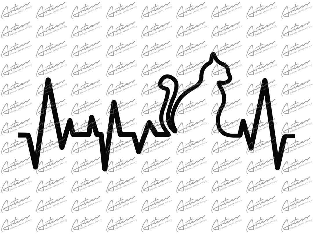 Cat Heartbeat Png Download - Etsy