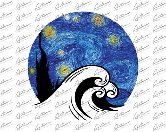 Starry Night, Vincent Van Gogh, Template SVG, PNG, DXF, Files, for ...