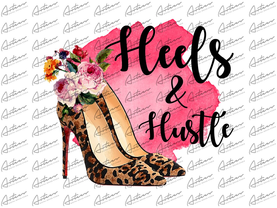Heels and Hustle Transparent Png Digital Design Leopard - Etsy