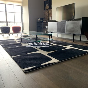 Wool Modern Designer Tuffted Black White Handmade Soho - Etsy