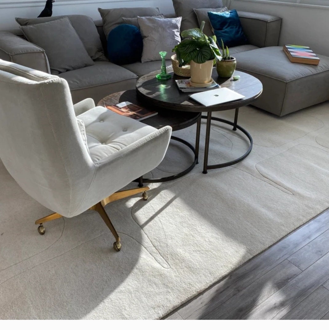 Wool Modern Designer Tuffted Black White Handmade Soho - Etsy