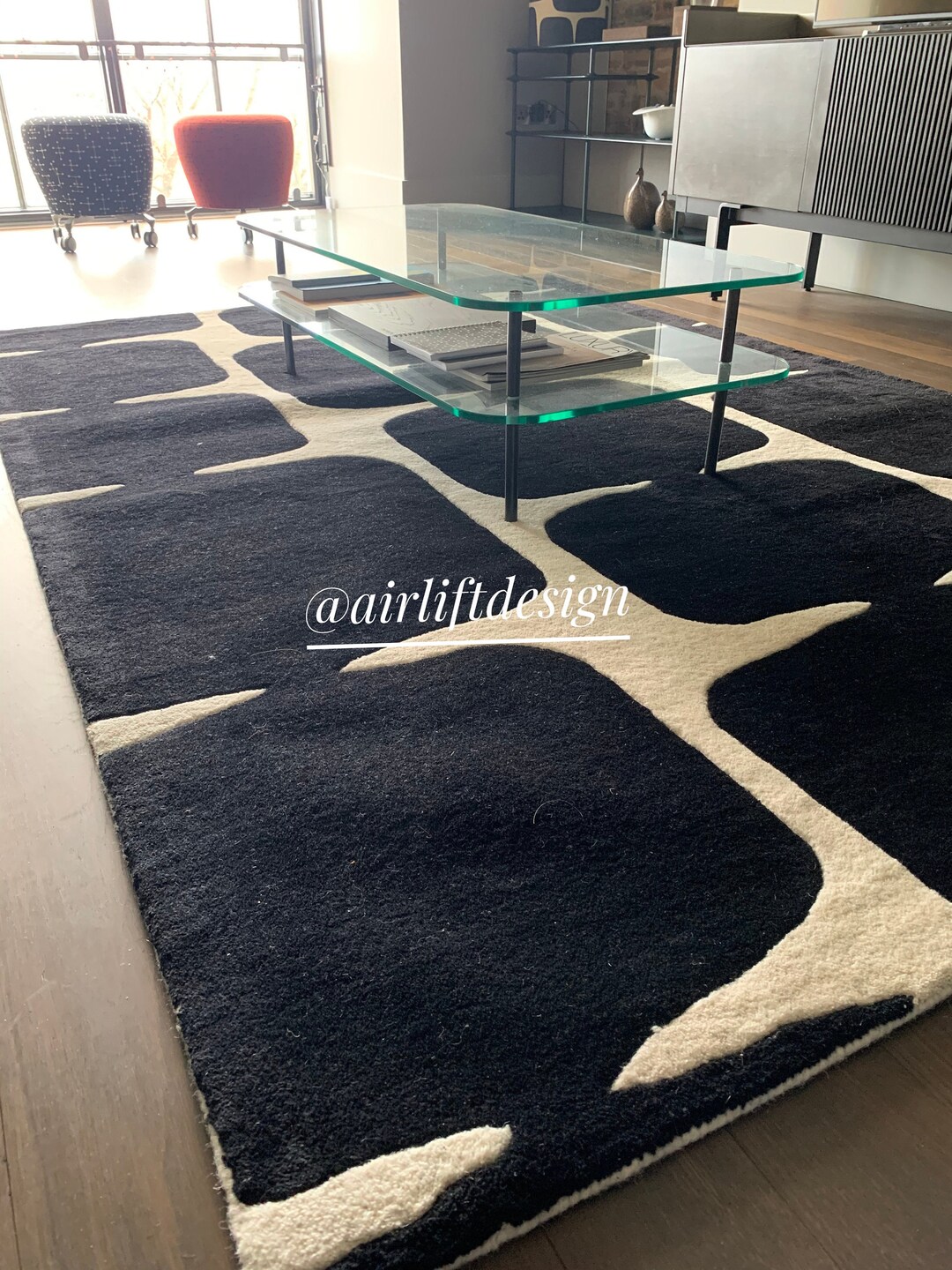 Wool Modern Designer Tuffted Black White Handmade Soho - Etsy