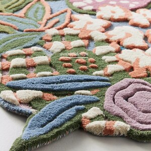 Wool Modern Design Oval Floral Multicolour Handmade Thick Pile Wool ...