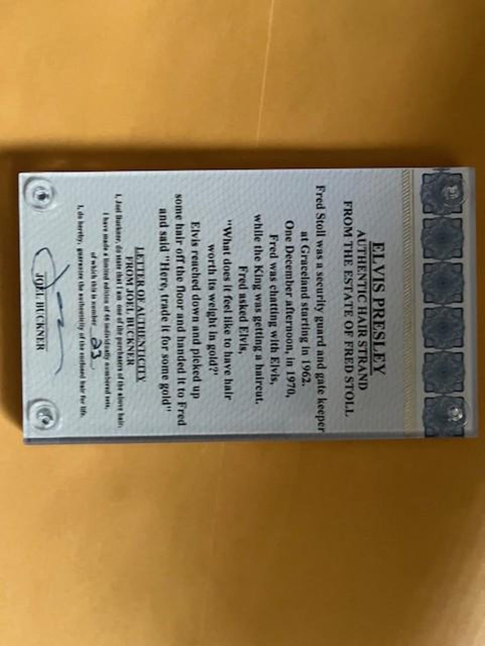 Elvis Presley Authentic Hair Strand - Guaranteed Authentic! ( USA Order ...