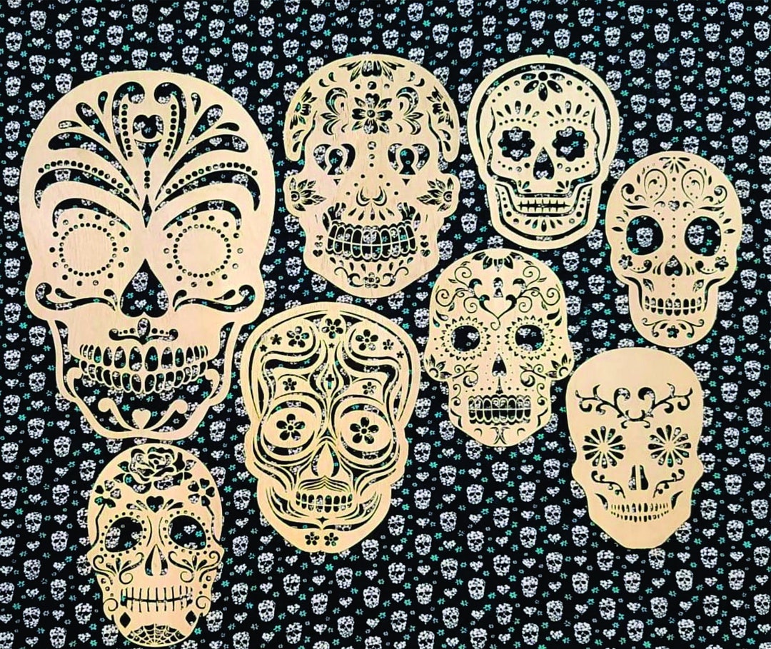 Wooden Sugar Skull Halloween Decor, Day of the Dead Decoration, Dia De ...