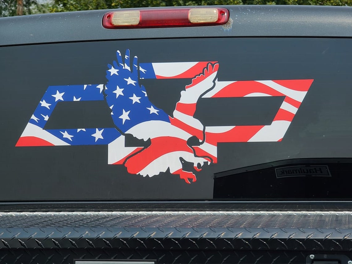 Chevy American Flag Decal Chevrolet Logo Landing Eagle | Etsy