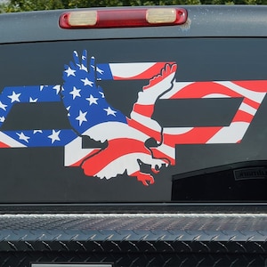 Chevy American Flag Decal, Chevrolet Logo, Landing Eagle, Waving Flag ...