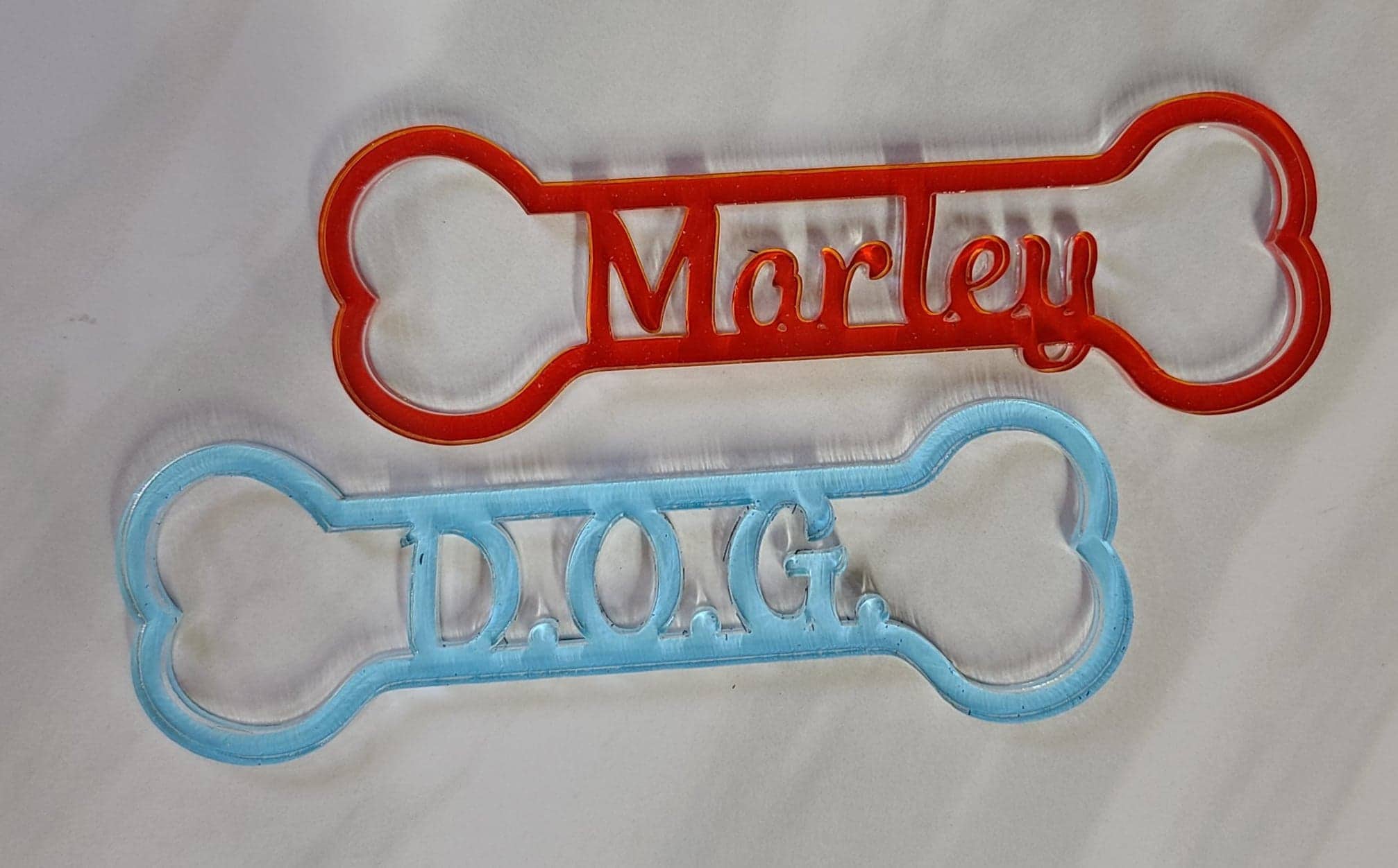 Acrylic Dog Bone color of your choice Tag | Etsy