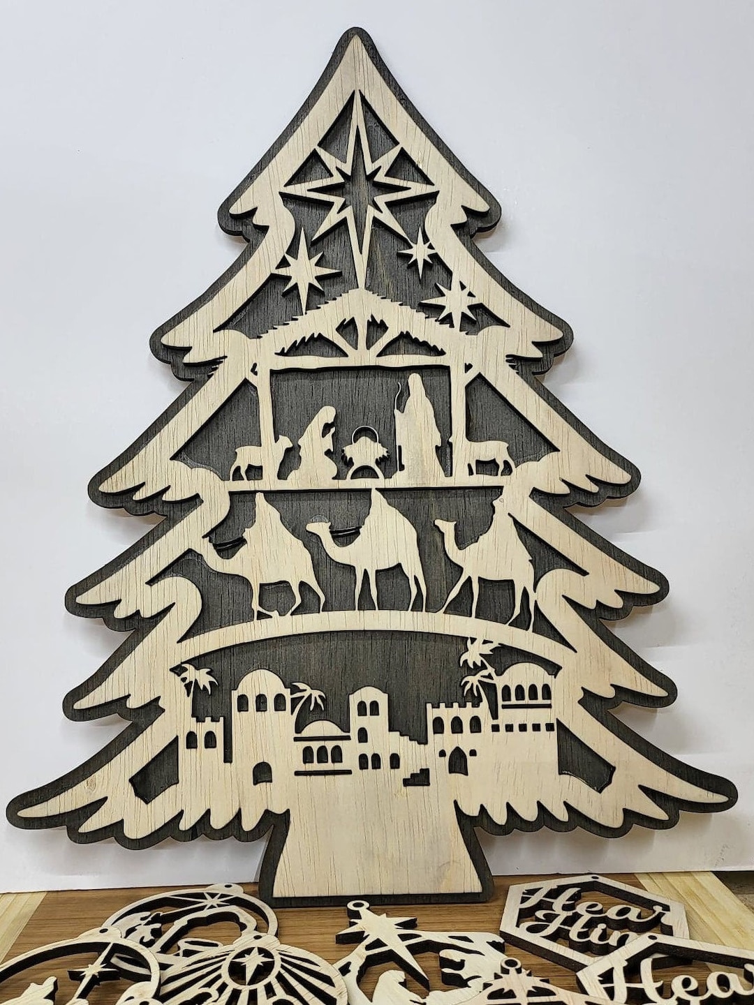 Nativity Christmas Tree, Birth of Christ, Christmas Decorations, Laser ...