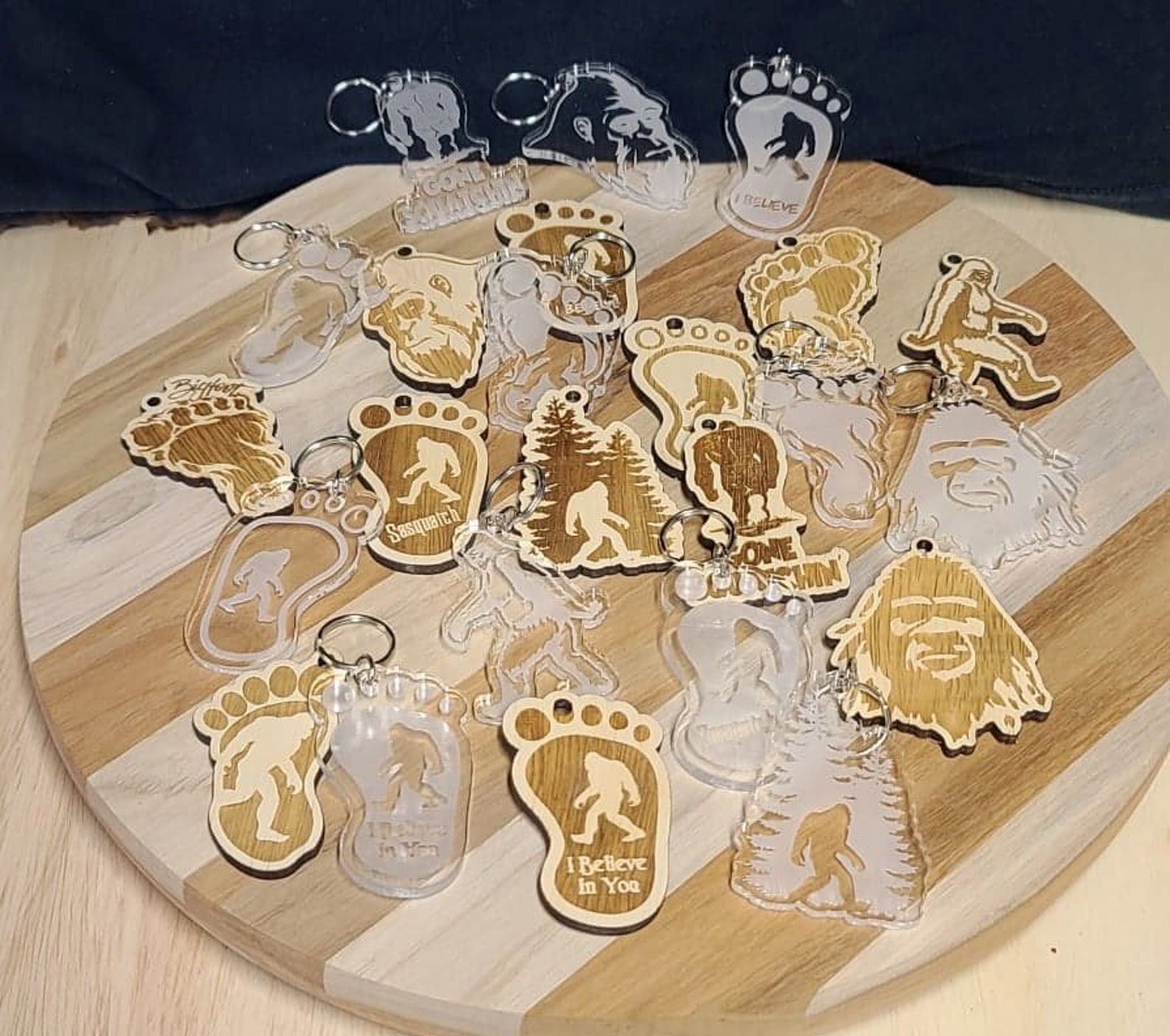 Bigfoot Keychain 3 Inch Tall Wood Acrylic Sasquatch Yeti - Etsy