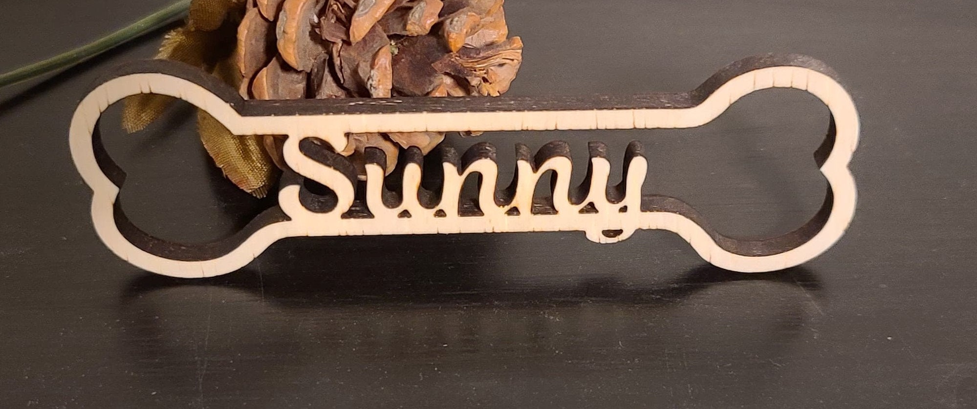 Wood Dog Bone 5 inch wide Personalized | Etsy