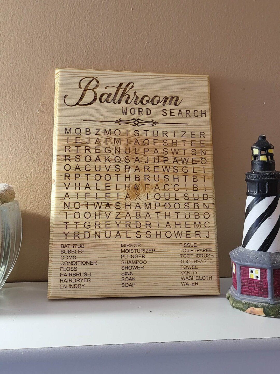 Rustic Wooden Bathroom Word Search Sign, Funny Bathroom Sign, Farmhouse ...