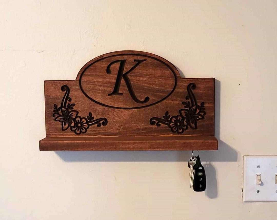 Personalized Wooden Key Rack With Magnetic Holder, Custom Key Organizer ...