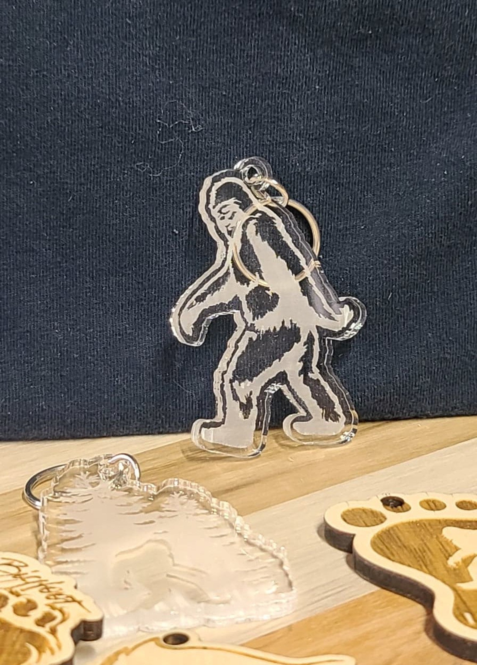 Bigfoot Keychain 3 Inch Tall Wood Acrylic Sasquatch Yeti - Etsy