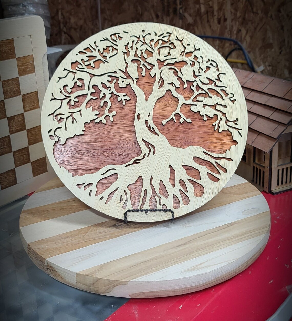 Tree of Life Round Layered Wood Wall Art Decoration Home | Etsy