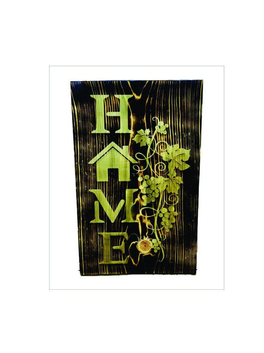 Home Sign With Grape Vine, Decor Sign, Charred, Laser Engraved, Wood - Etsy