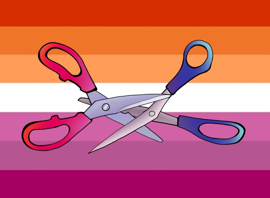 Sunset Lesbian Pride Flag - Scissors /caitvi Print - LGBTQ+ - Etsy
