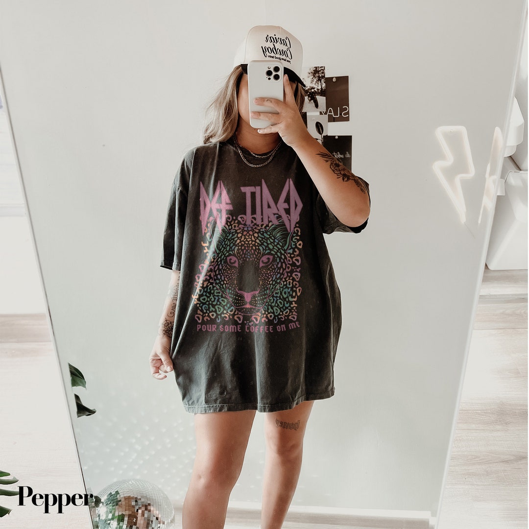 Def Tired Pink Shirt - Leopard Graphic Tee - Leopard Print Shirt ...