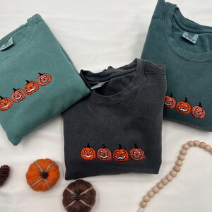 Embroidered Comfort Colors® Pumpkin Sweatshirt, Jack-o-lantern ...