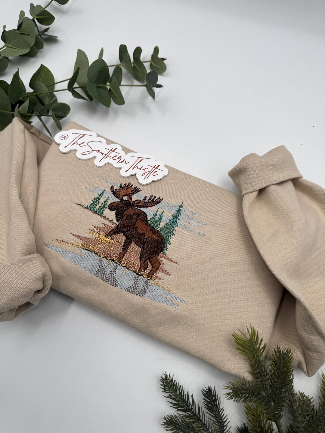 Embroidered Moose Sweatshirt: Alaskan Nature Design - Etsy