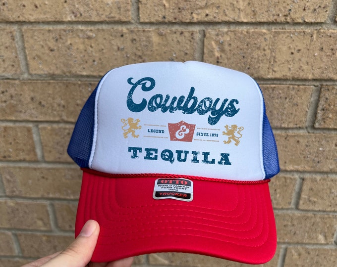 Cowboys and Tequila Patch Hat, Cowboy Hat, Western Trucker Hat, Country ...