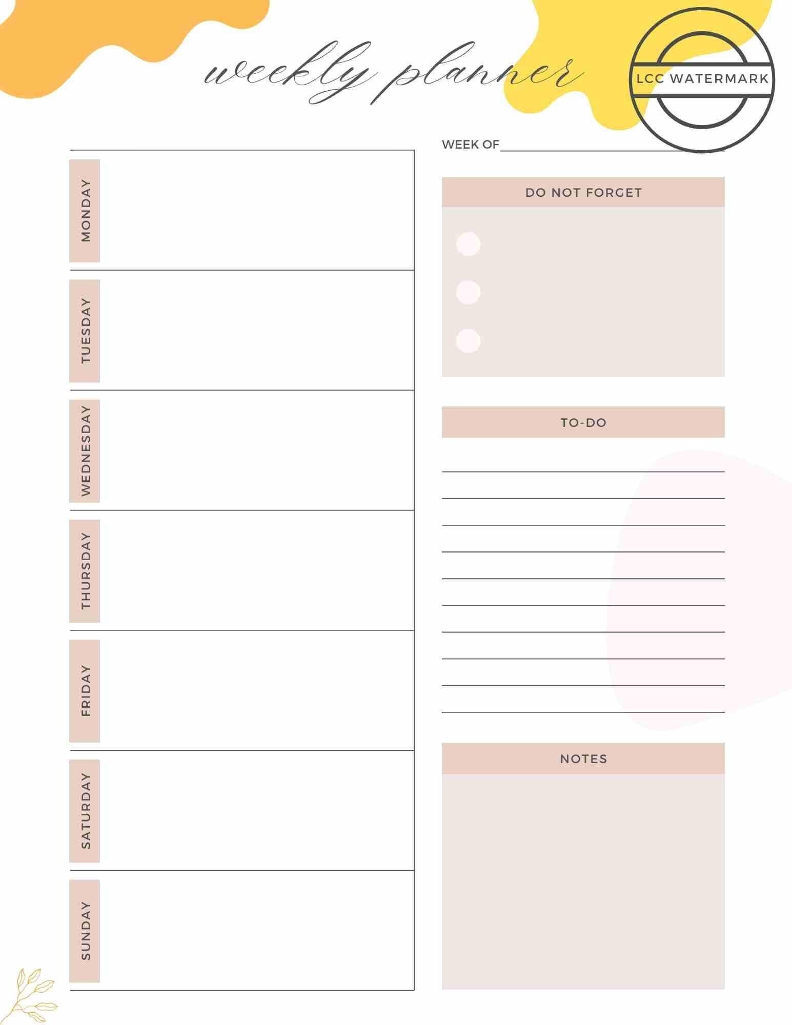 Printable Weekly Planner - Etsy