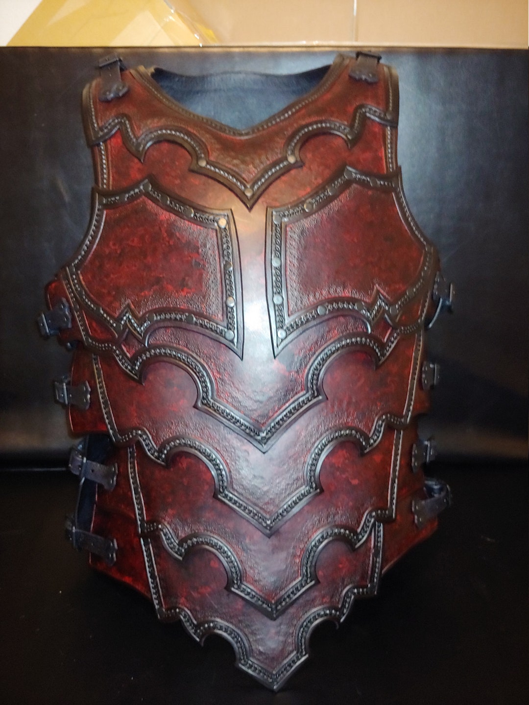 Leather Armor, Fantasy Breastplate LARP Cosplay Renaissance Red Black ...