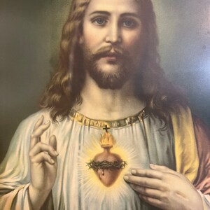 1940s Large Jesus Lithograph - Etsy