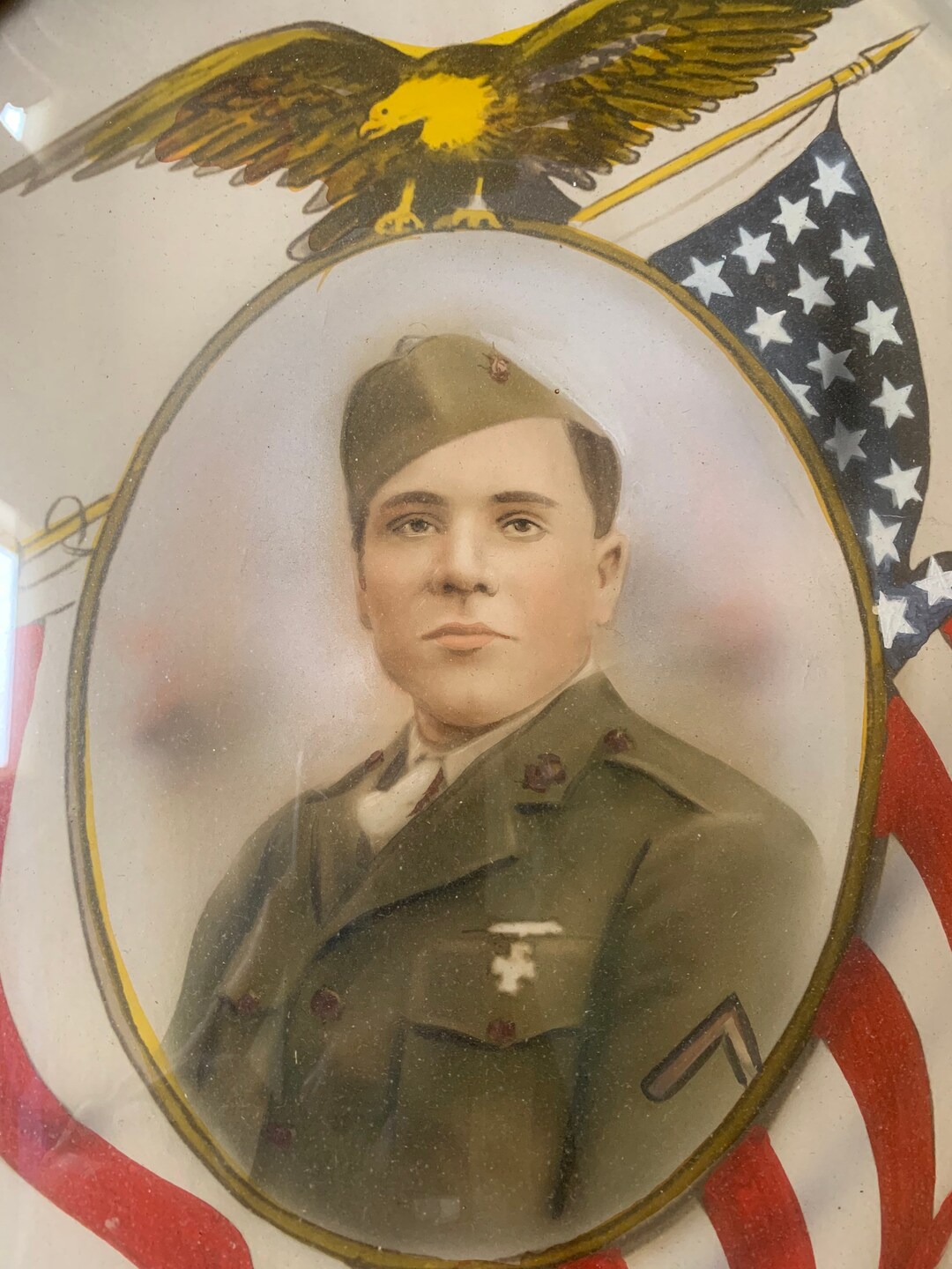 2 Ww2 USMC US Army Convex Hand Painted Photos - Etsy