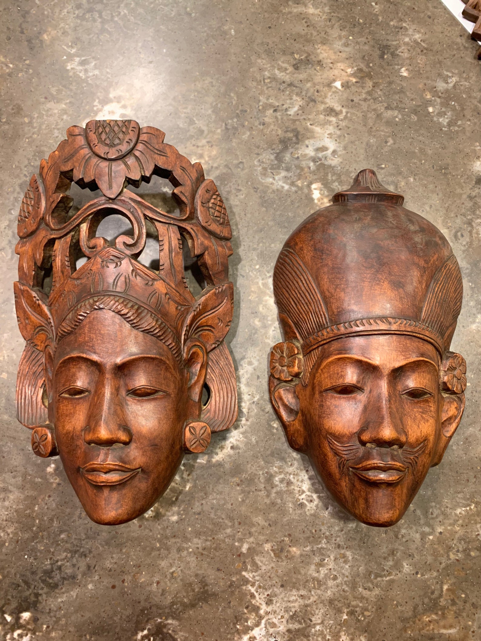 1950s Chinese Zitan Wood Face Carvings - Etsy