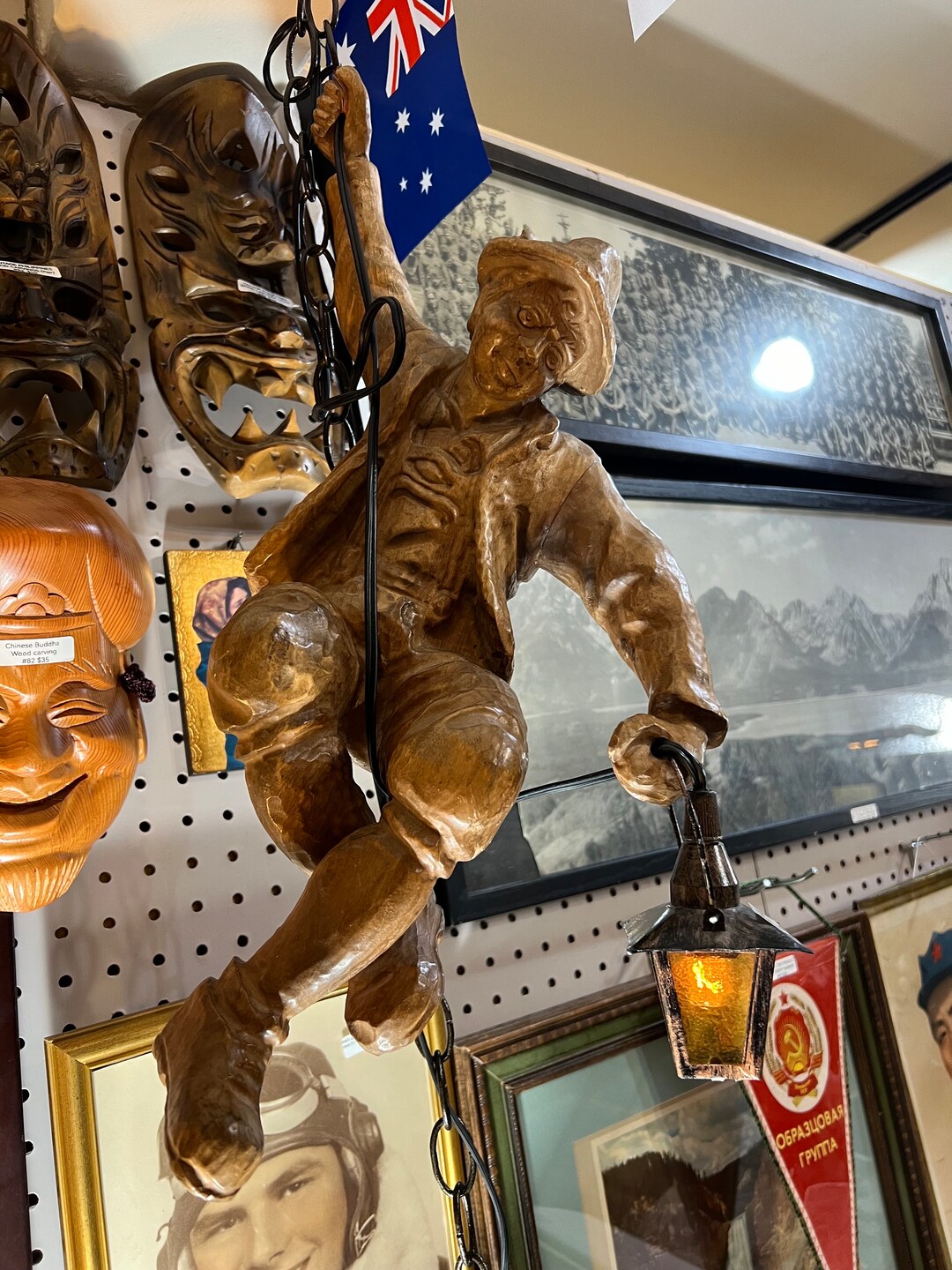 German, Carved Hanging Man Lamp - Etsy