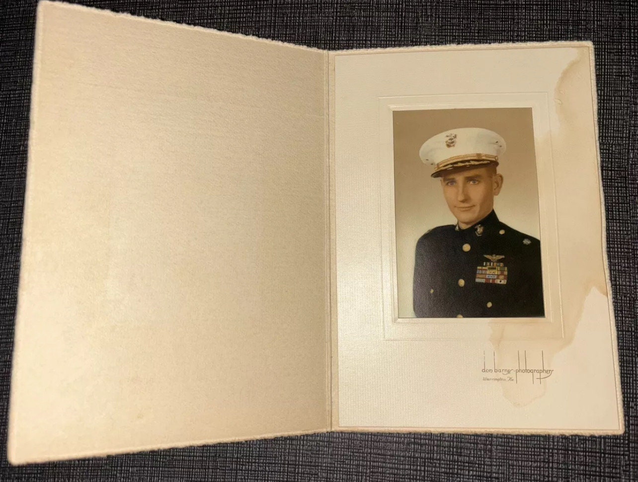 WW2 USMC Decorated Aviator Officer Photo Flying Cross Marine Korea Egas ...
