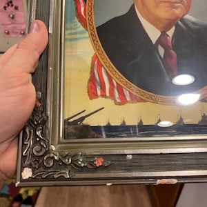 Franklin D. Roosevelt 1942 WW2 Window Poster W/ Military Ships ...