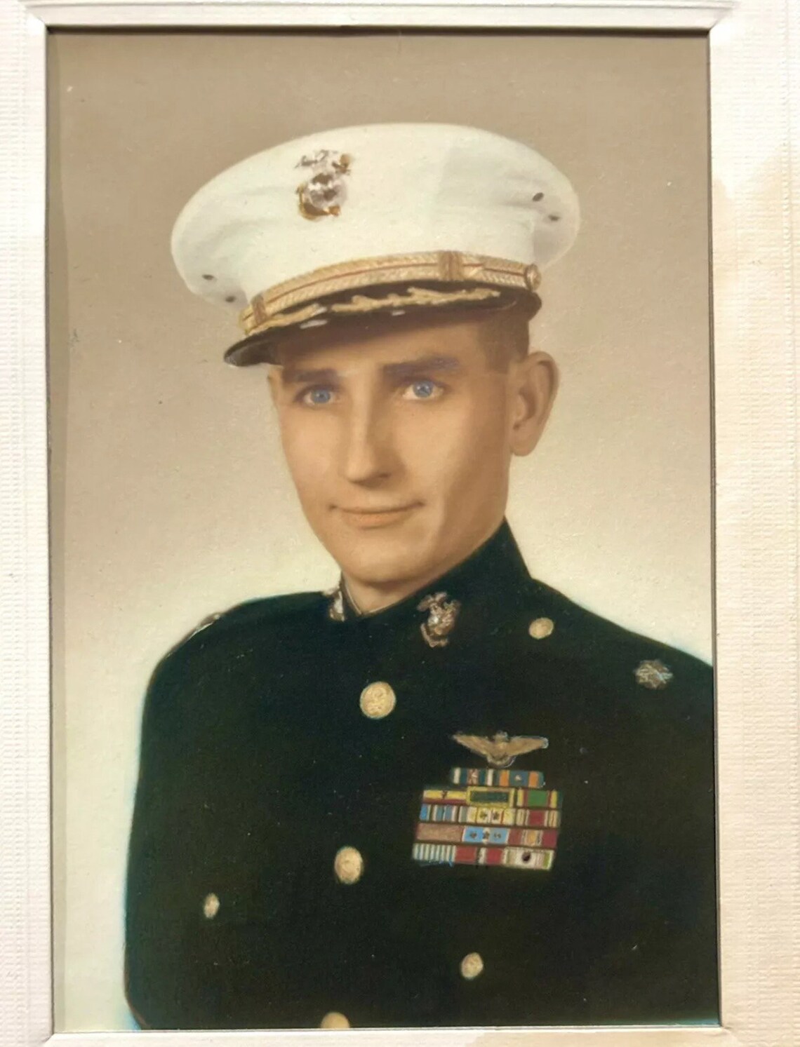 WW2 USMC Decorated Aviator Officer Photo Flying Cross Marine Korea Egas ...