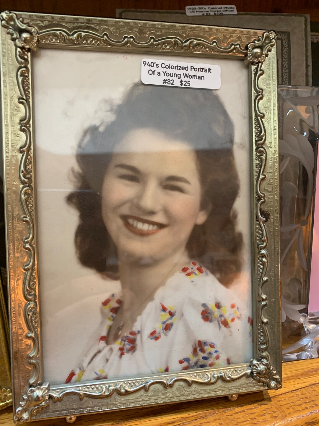 1940’s Colorized Photo and Frame of Young Woman - Etsy